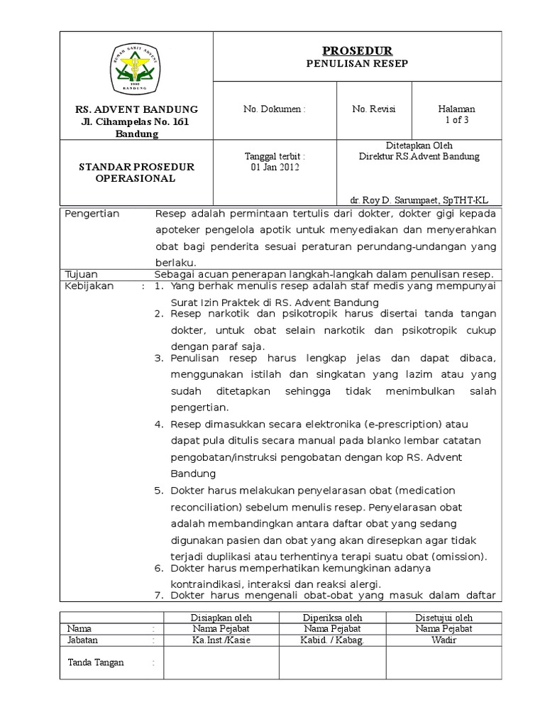 SOP Penulisan Resep | PDF | Sains & Matematika
