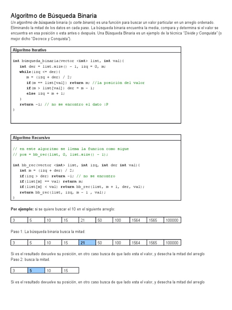 Algoritmo de Búsqueda Binaria en Java | PDF | Algoritmos | Estructura ...