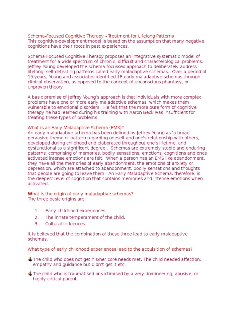 Schema Therapy | Schema (Psychology) | Psychotherapy