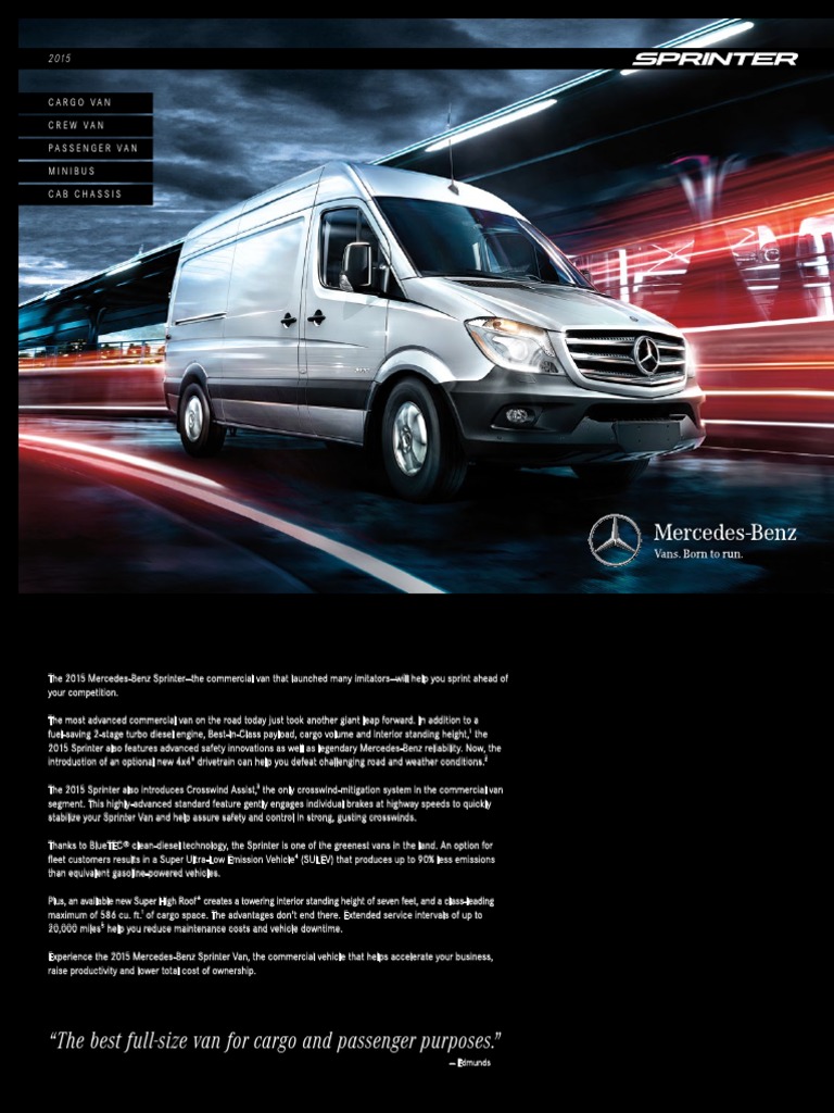 Mercedes Sprinter 2015 Misc Documents-Brochure | PDF | Mercedes Benz ...