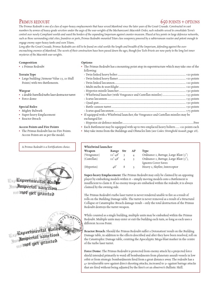 Imperial Primus Redoubt | PDF