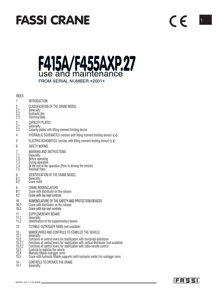 F415A.455AXP.27 Fassi | PDF | Crane (Machine) | Wound