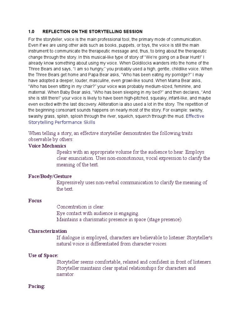 Reflection On The Storytelling Session | PDF | Storytelling | Affect ...