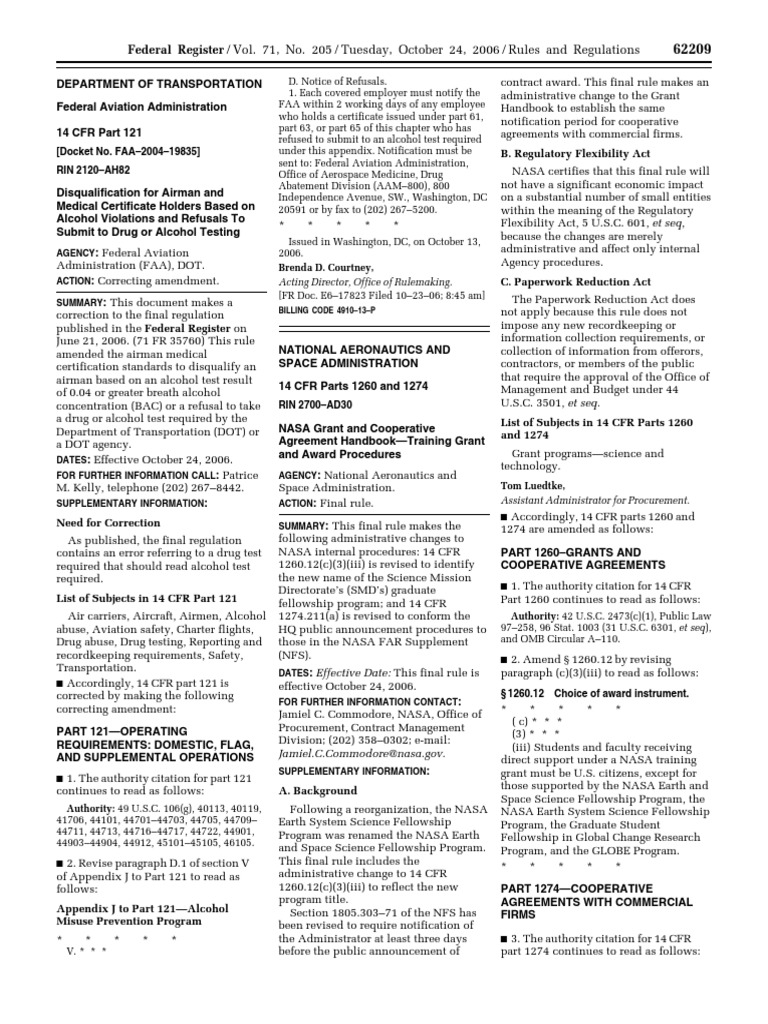 FAA Alcohol Violation Regulations Update | PDF | Federal Aviation ...
