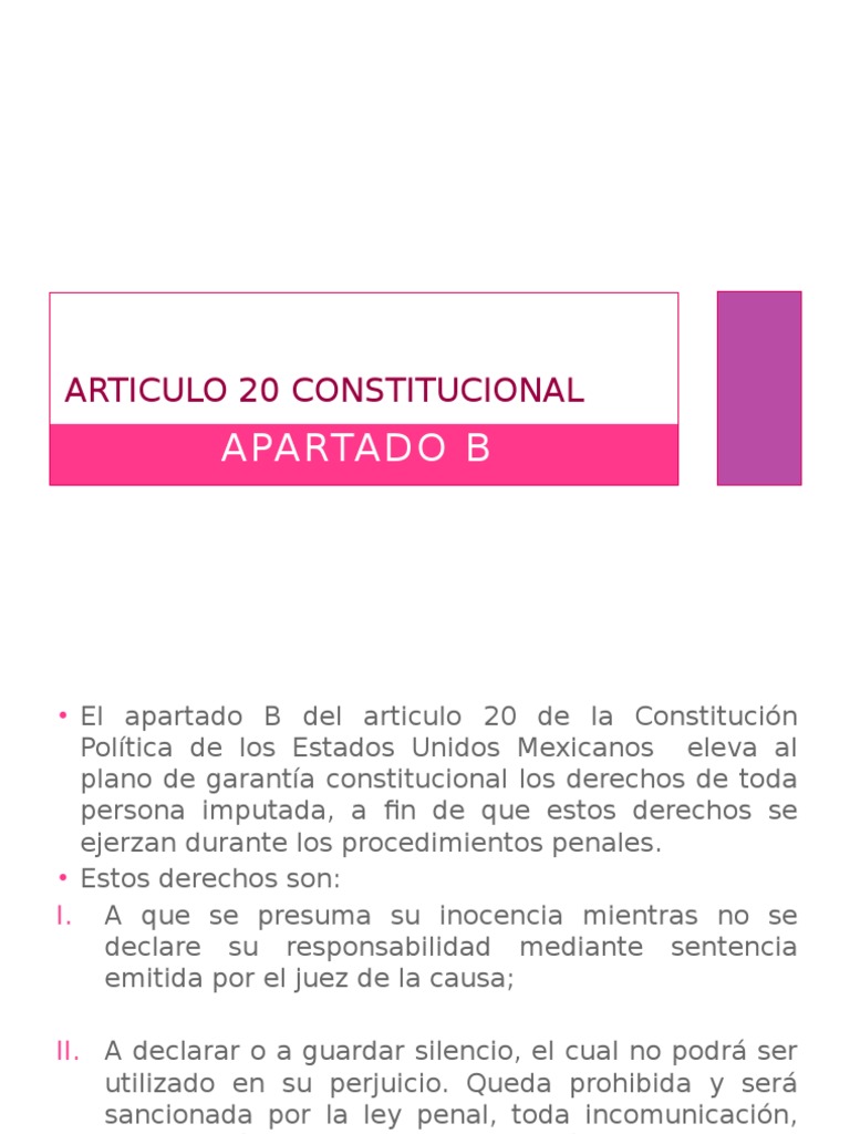 Derechos del Imputado en el Artículo 20 | PDF | Derecho
