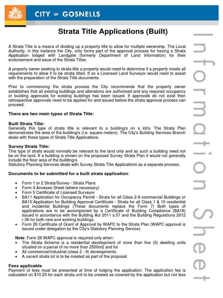 Built Strata Title Application Guide | PDF