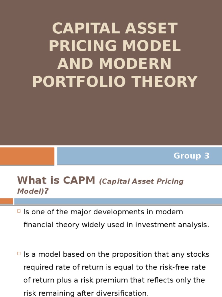 Capital Asset Pricing Model and Modern Portfolio Theory | Download Free ...