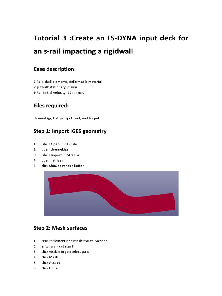 Tutorial 3 Create An LS-DYNA Input Deck For An S-Rail Impacting A ...