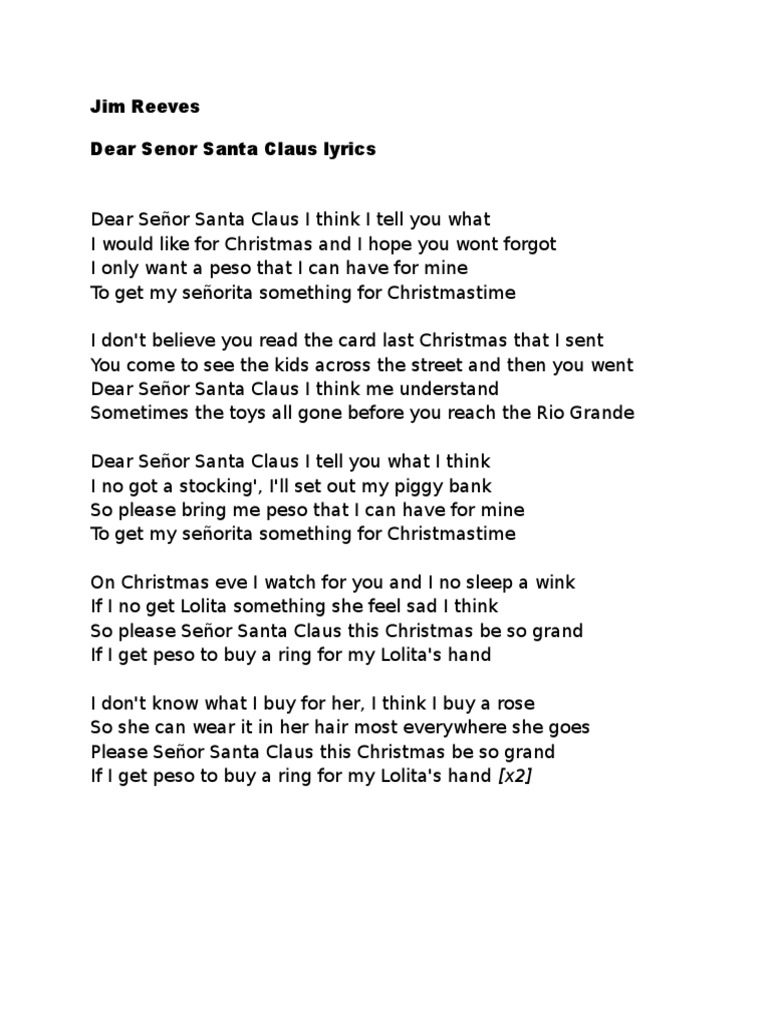 Dear Señor Santa Claus Lyrics | PDF