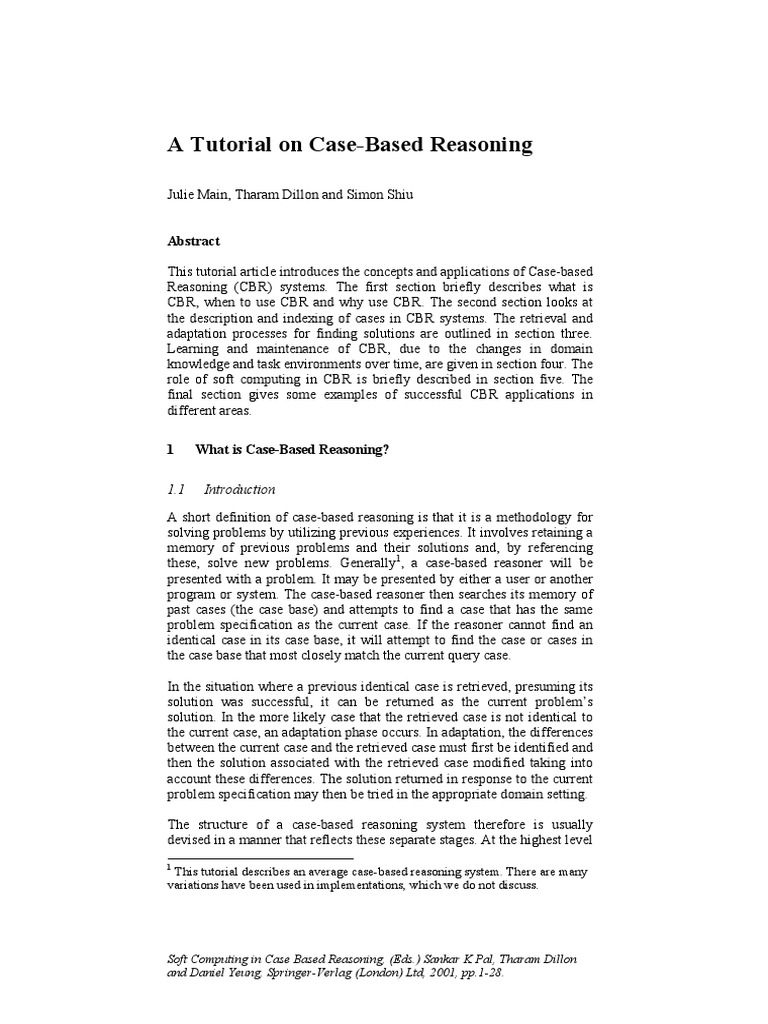A Tutorial On Case-Based Reasoning | PDF | Fuzzy Logic | Information Retrieval