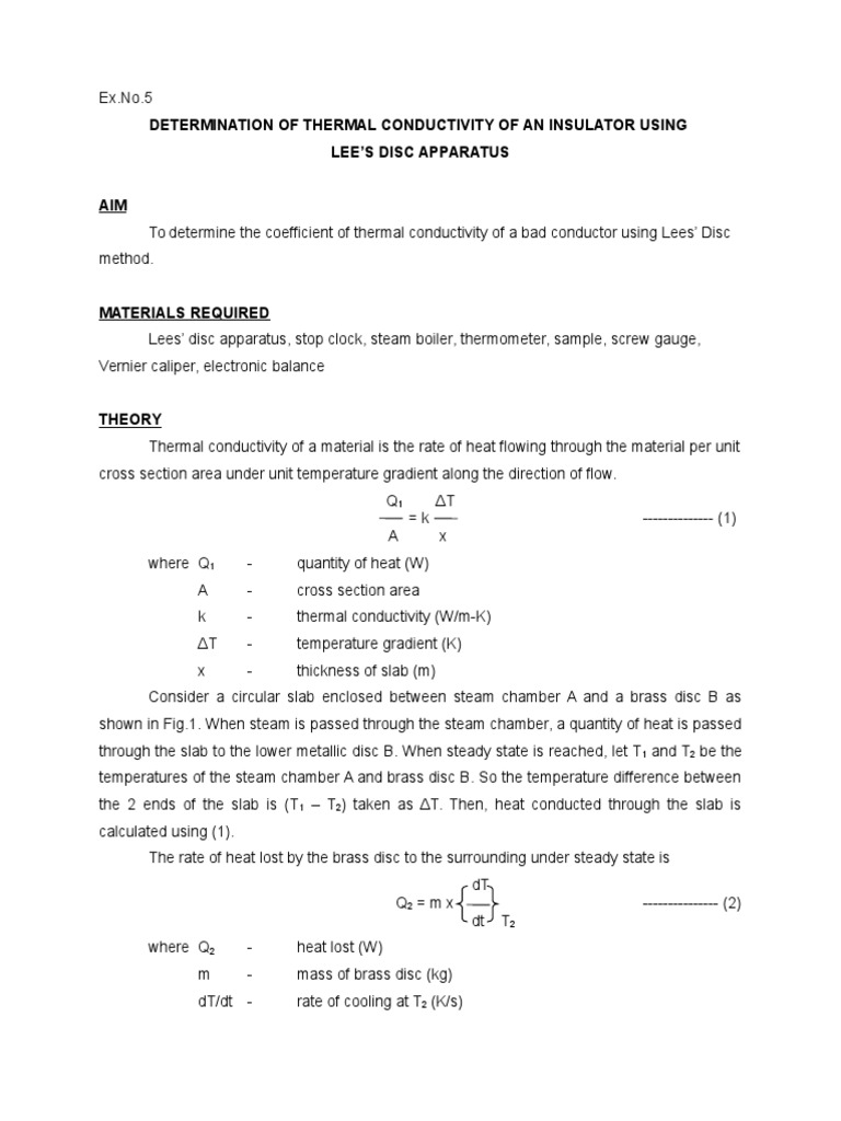 Lee's Disc | PDF | Thermal Conductivity | Heat