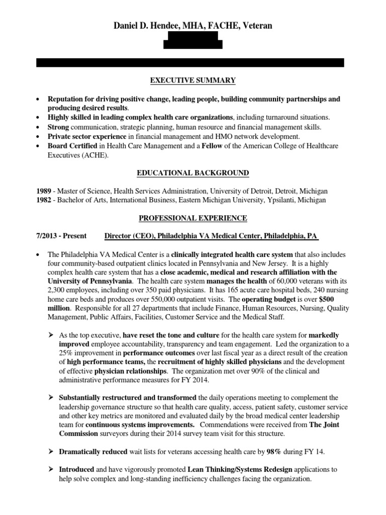 Daniel Hendee Resume | PDF | Veterans Health Administration | United ...