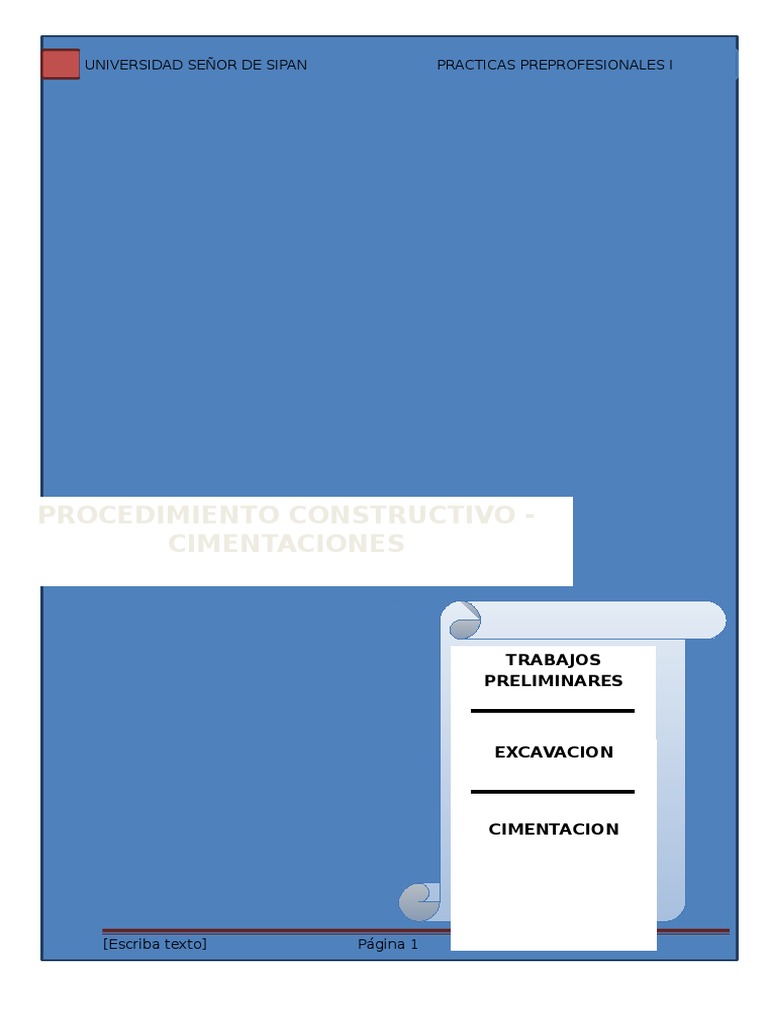 Procedimiento Constructivo - Cimentaciones | PDF | Fundación (Ingeniería) | Hormigón