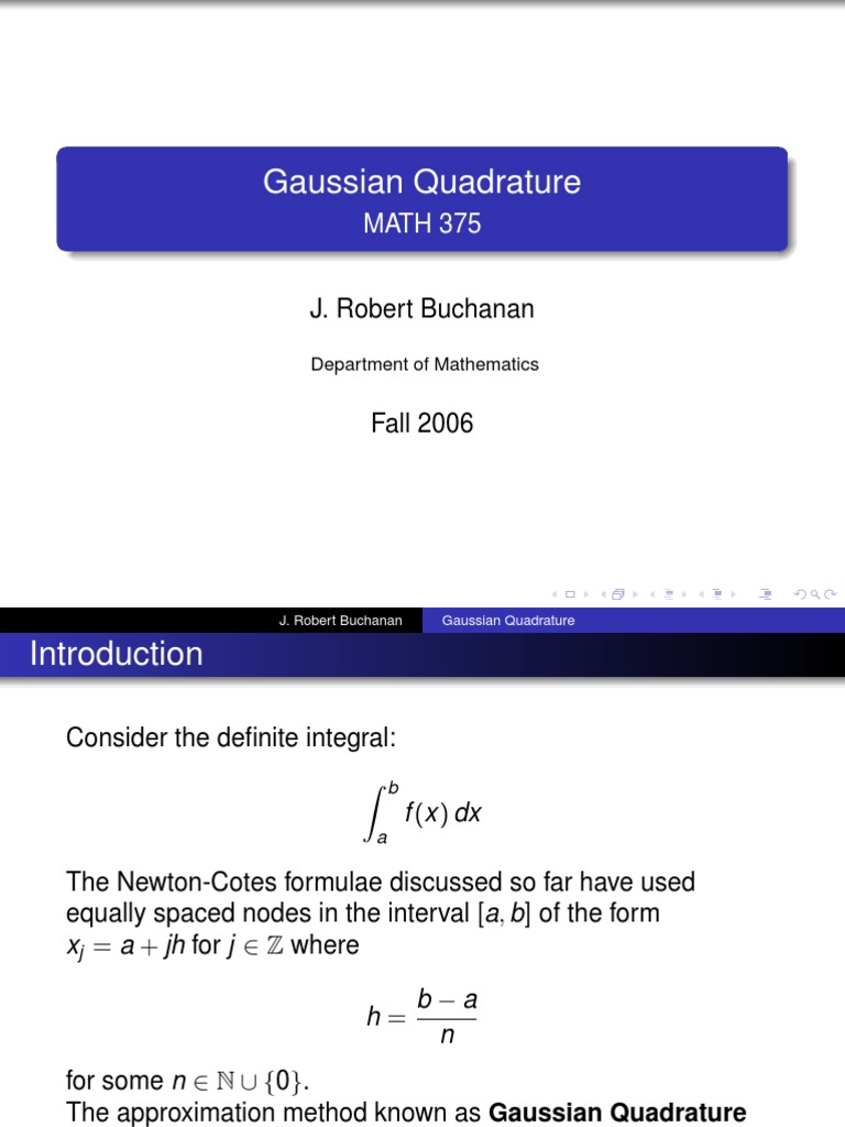 Gaussian Quadrature | PDF | Integral | Mathematics Of Computing