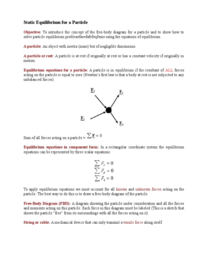 Understanding Particle Static Equilibrium | PDF