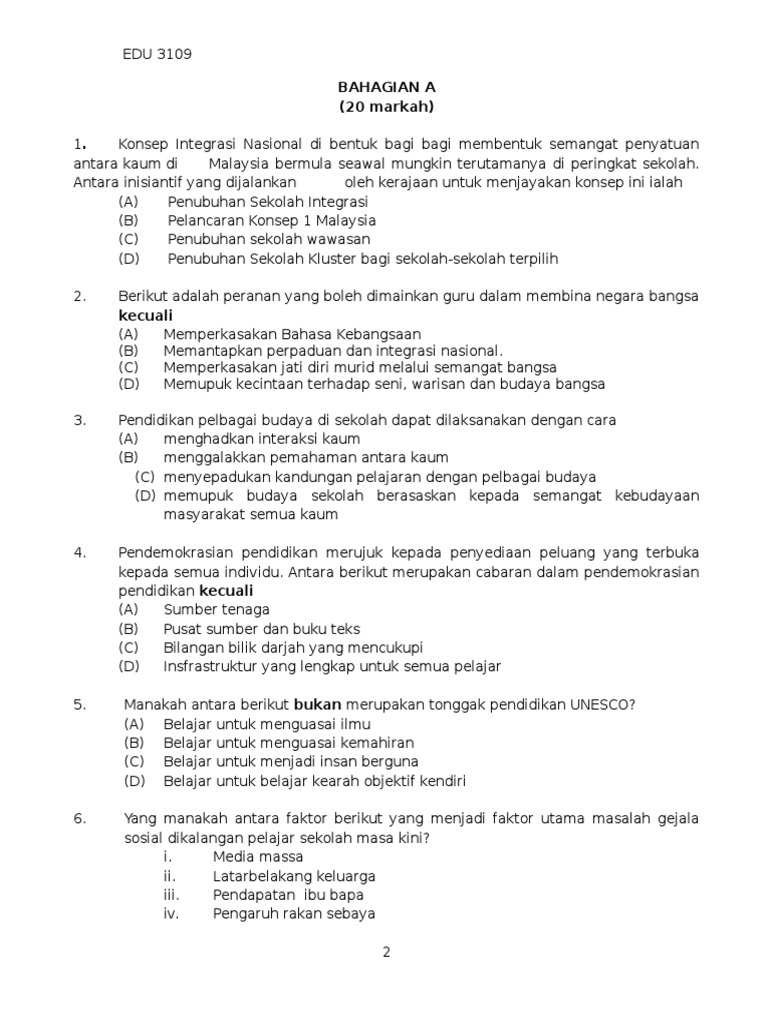 Soalan & Jawapan Edu 3093 | PDF