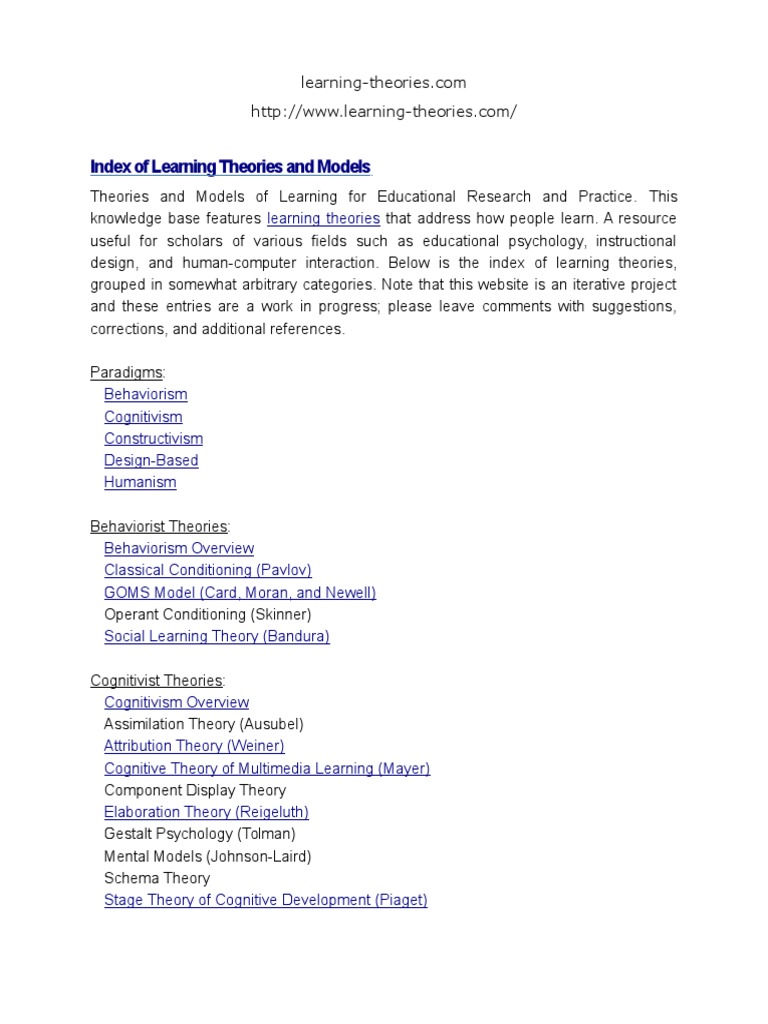 Learning Theories | PDF