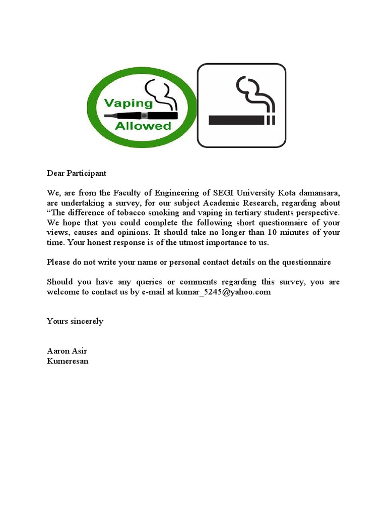 Survey | PDF | Electronic Cigarette | Cigarette