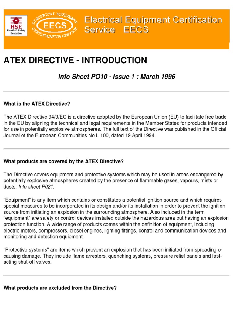 Atex Directive | PDF | Safety | Wellness
