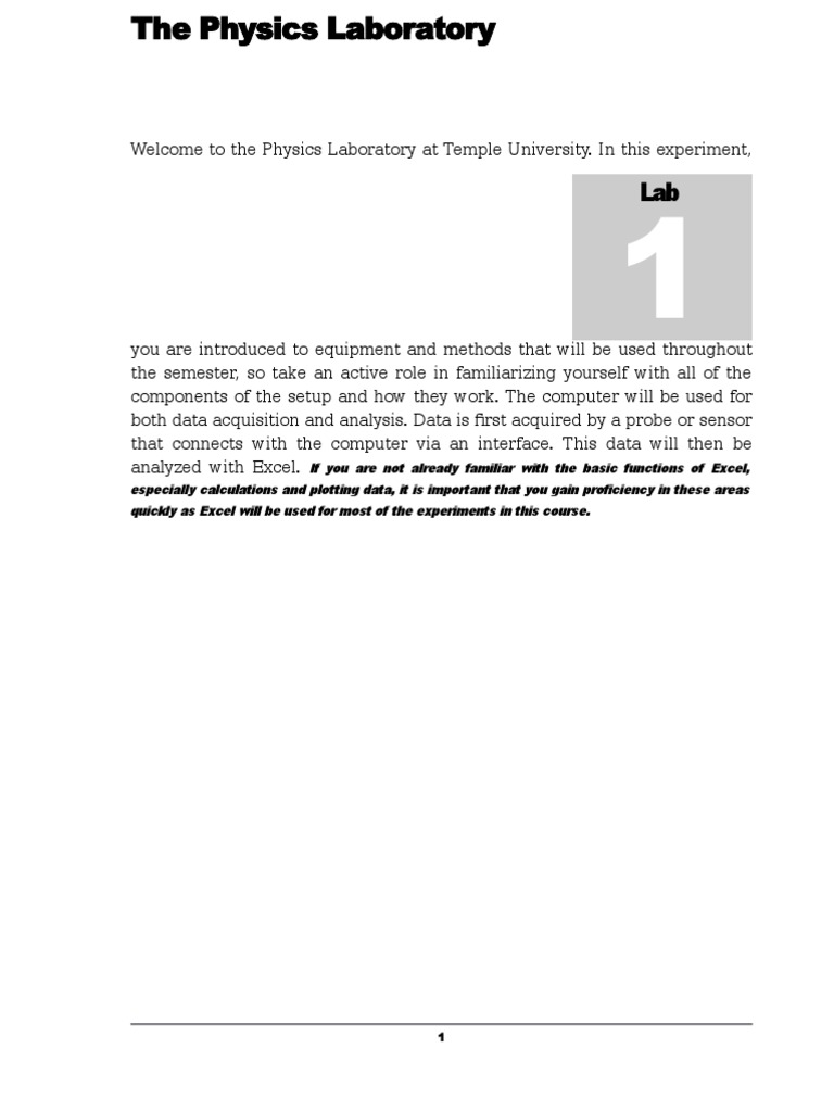 Lab #01 The Physics Laboratory | PDF | Errors And Residuals | Standard ...