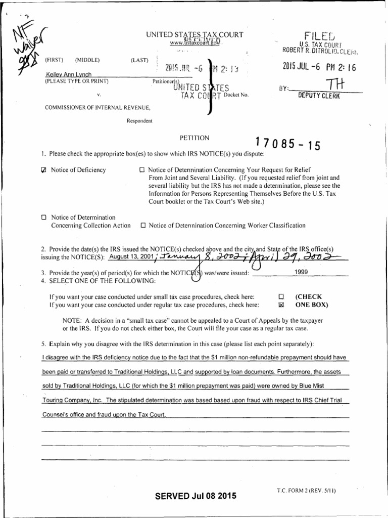 Kelley Lynch - Tax Court Petition | United States Tax Court | Internal ...