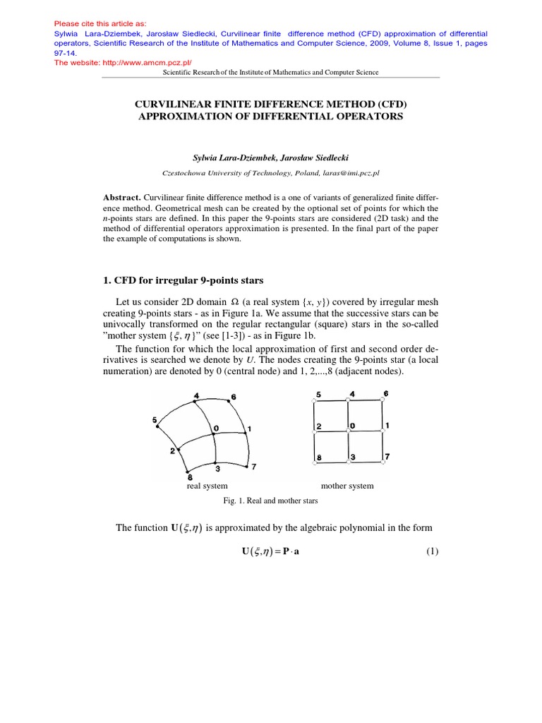 Curvilinear Finite Difference Method Cfd Approximation Of Differential Operators Pdf