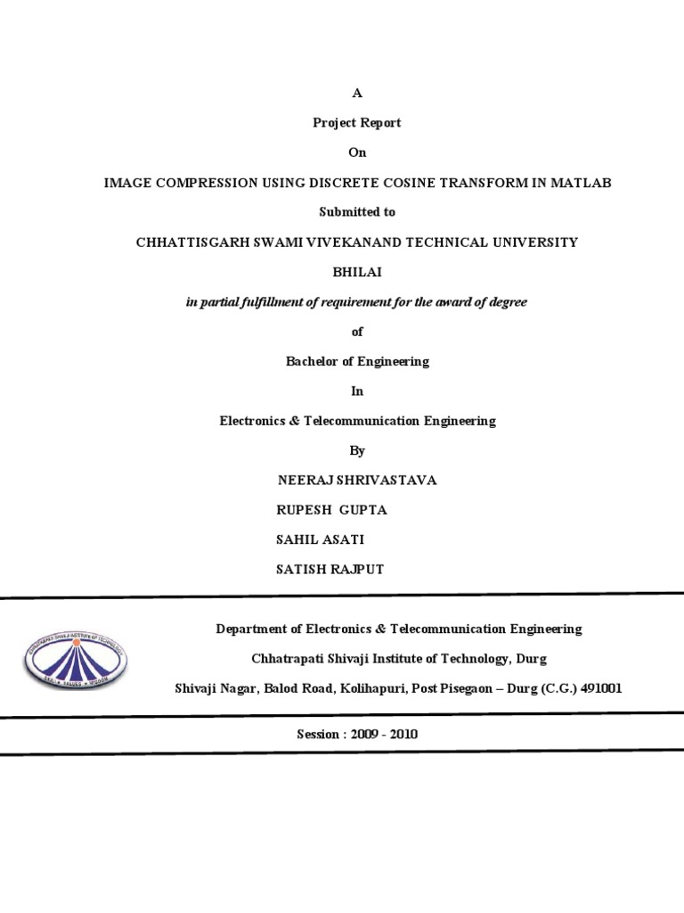 DCT Report | PDF | Data Compression | Signal Processing