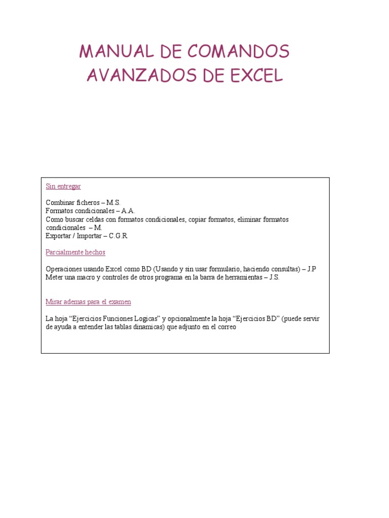 Manual Comandos Avanzados de Excel | PDF | Macro (informática ...