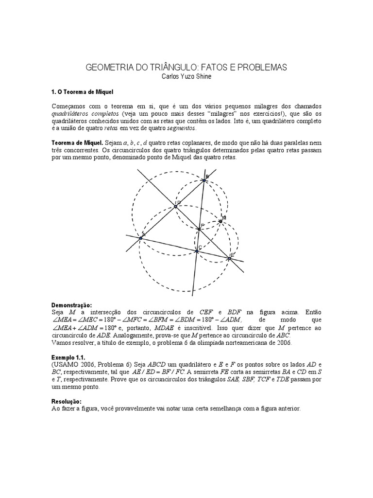 Teorema de Miquel | Triângulo | Geometria Triangular