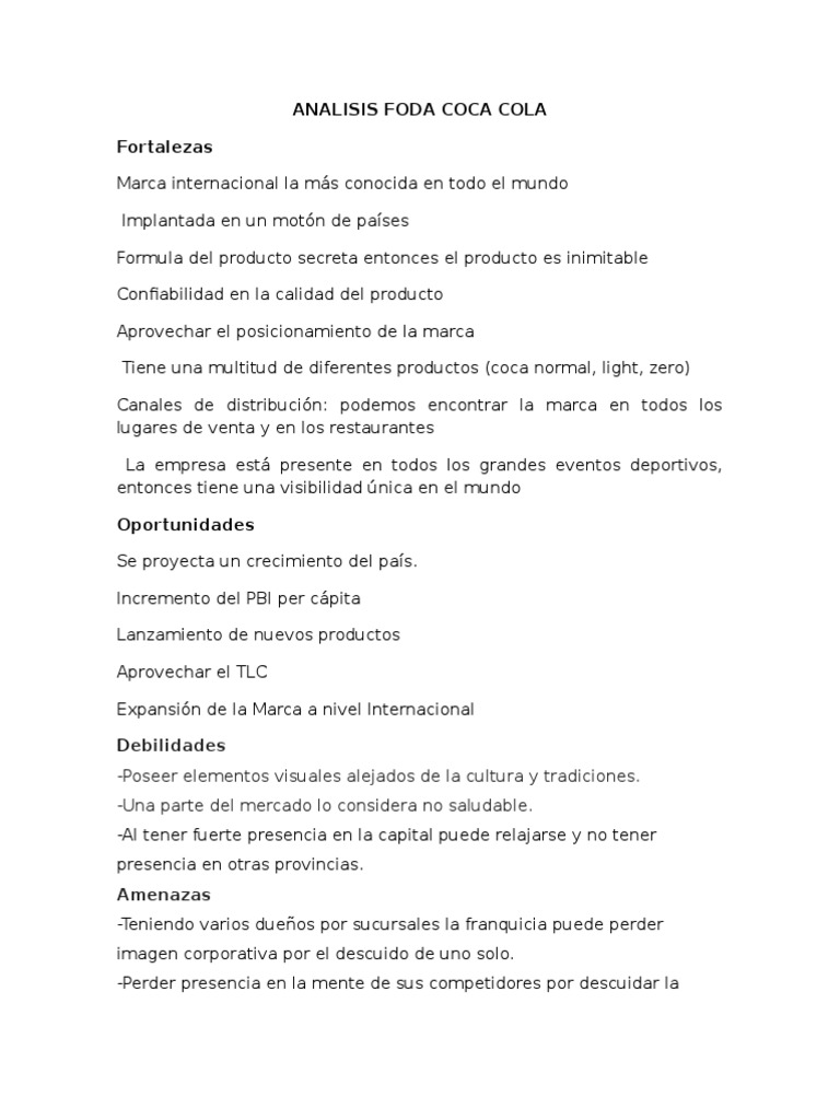 Analisis Foda Coca Cola | PDF