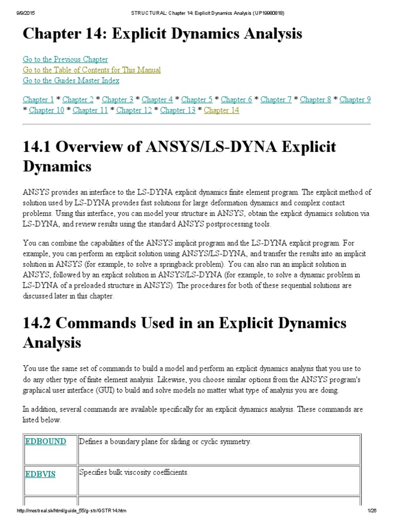 STRUCTURAL - Chapter 14 - Explicit Dynamics Analysis (UP19980818) | PDF ...