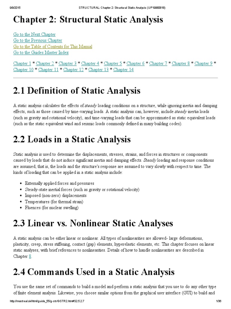 STRUCTURAL - Chapter 2 - Structural Static Analysis (UP19980818) | PDF ...