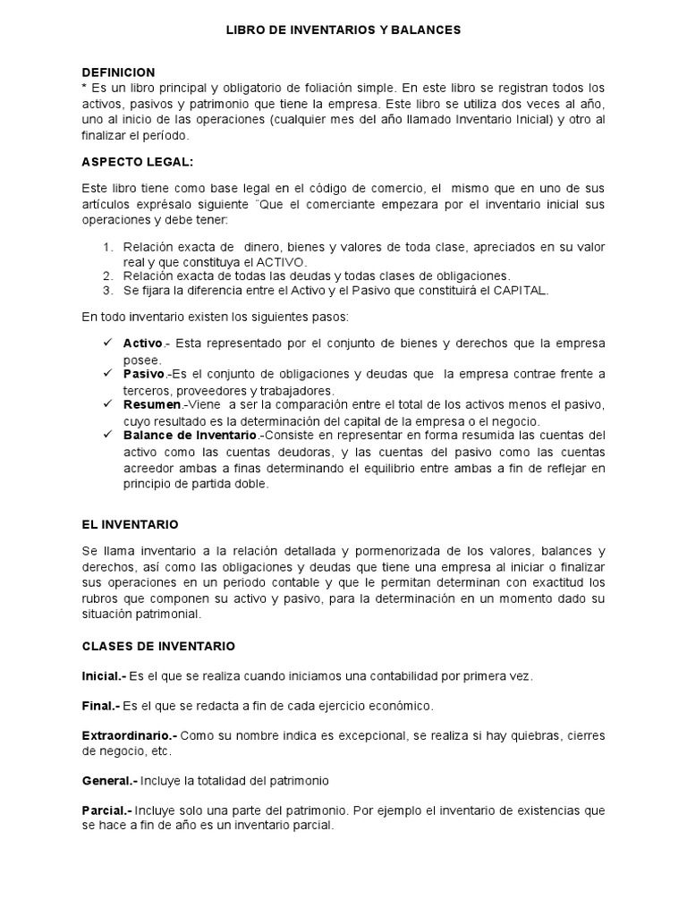Libro de Inventarios y Balances | PDF | Contabilidad | Economias