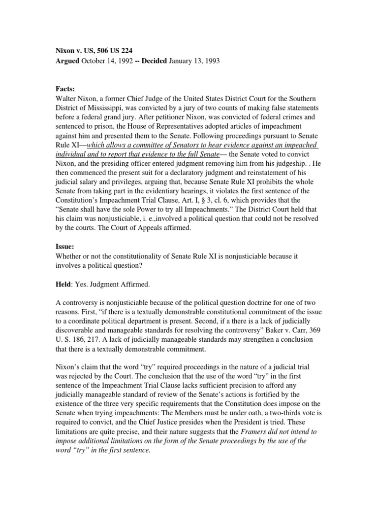 23) Nixon Vs United States Case Digest | Download Free PDF ...