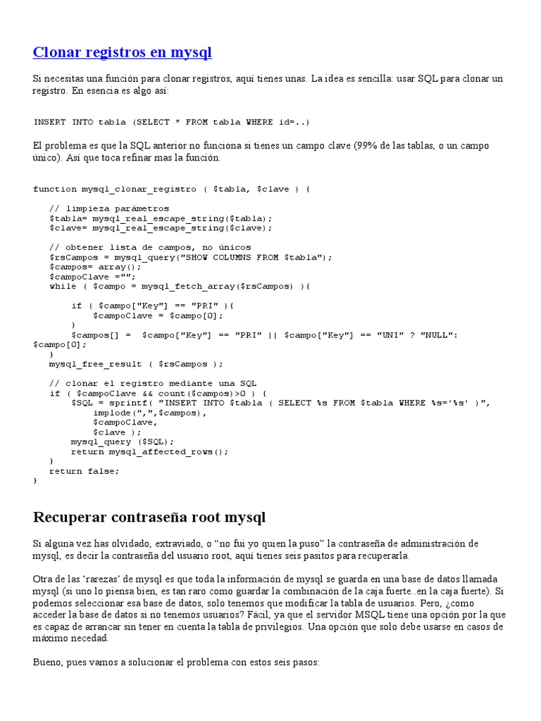 Trucos Avanzados en MySQL | PDF | SQL | Contraseña