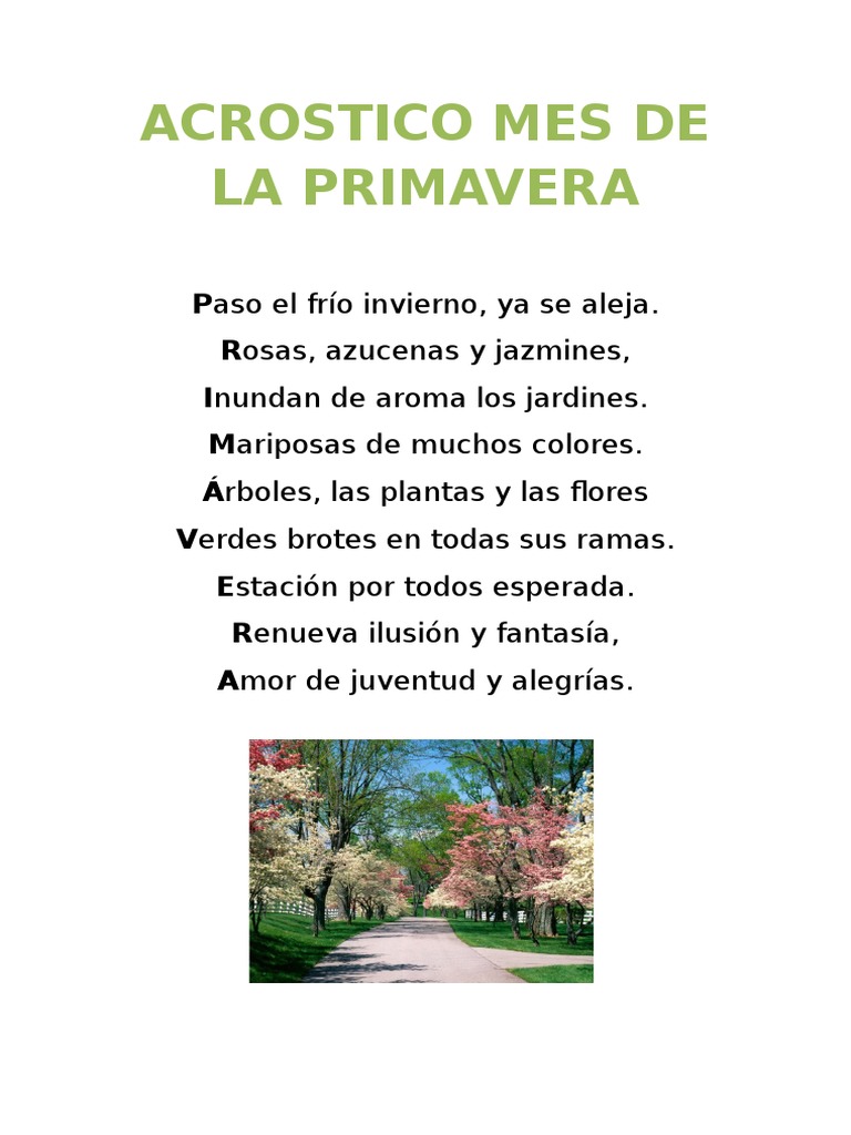 Acrostico Mes de La Primavera | PDF