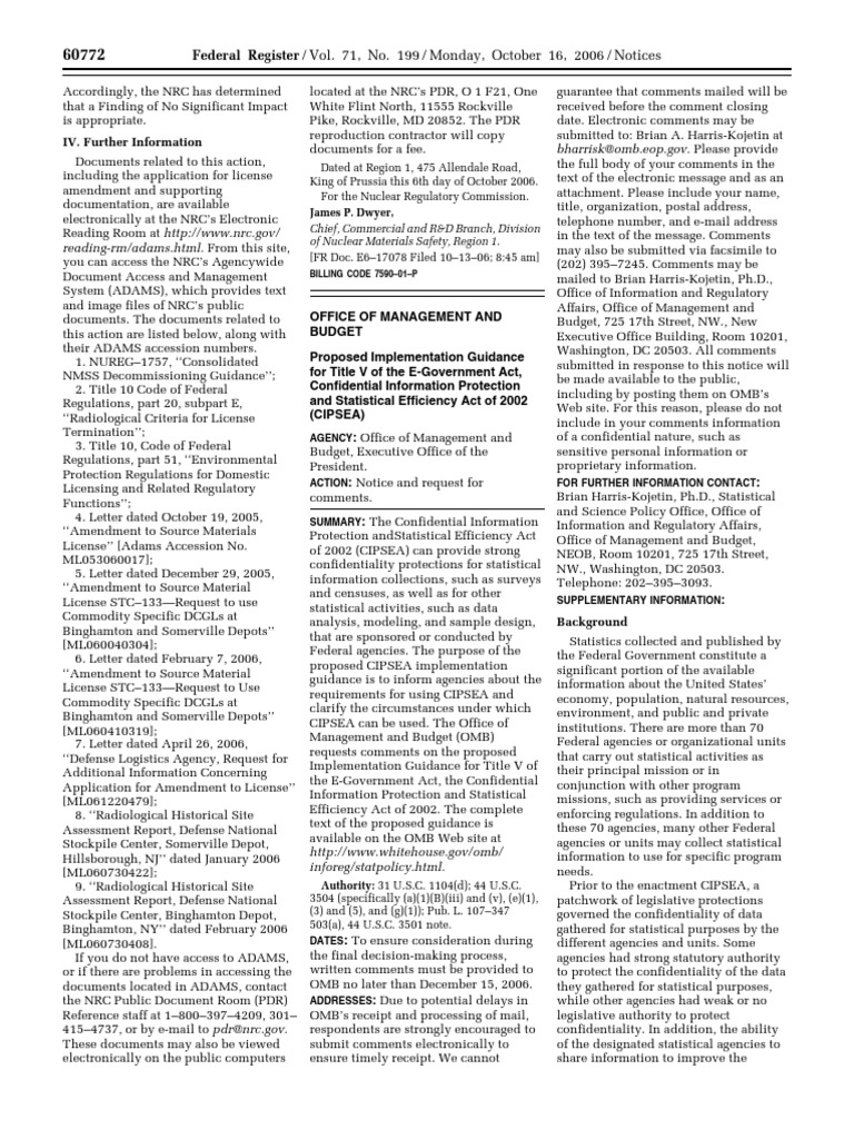Federal Register / Vol. 71, No. 199 / Monday, October 16, 2006 ...