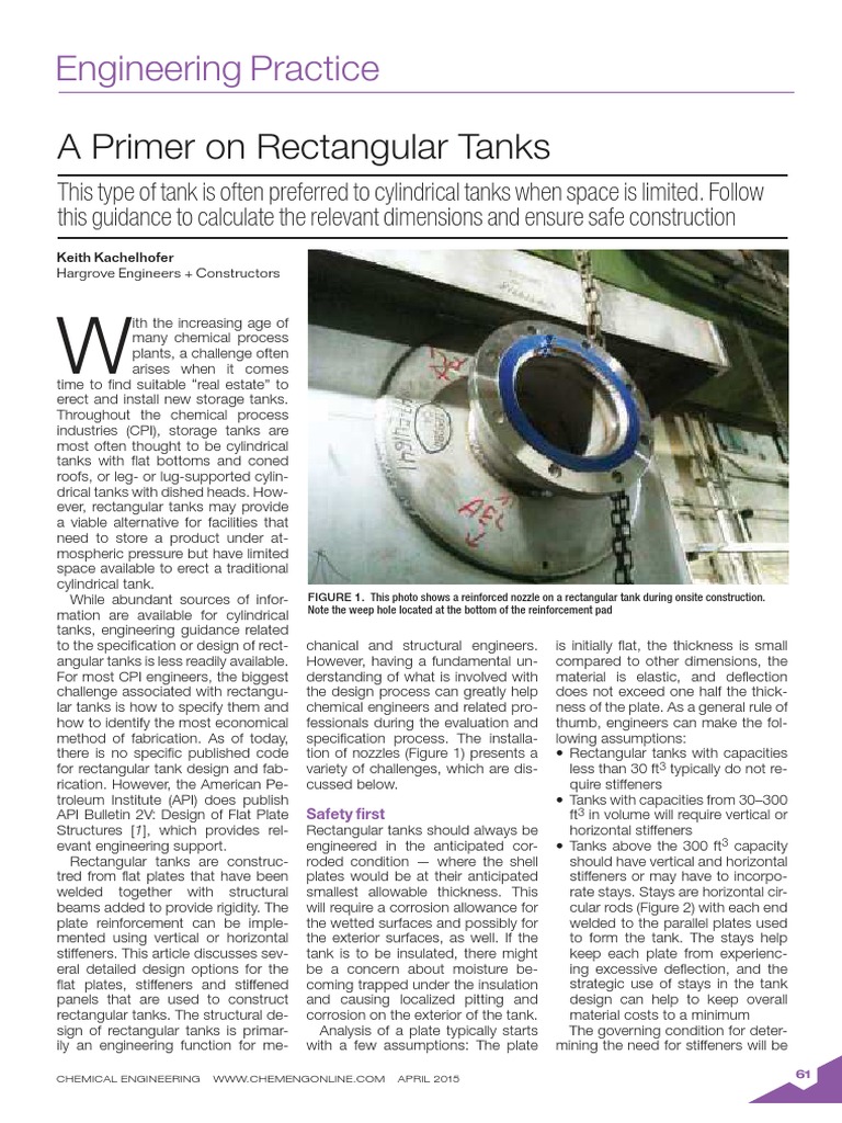 Rectangular Tanks for Engineers | PDF | Structural Steel | Beam (Structure)