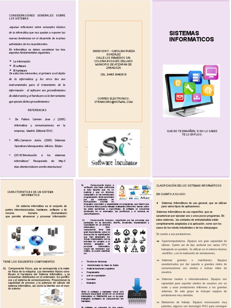 Triptico de Sistemas Informaticos | PDF | Hardware de la computadora | Periférico