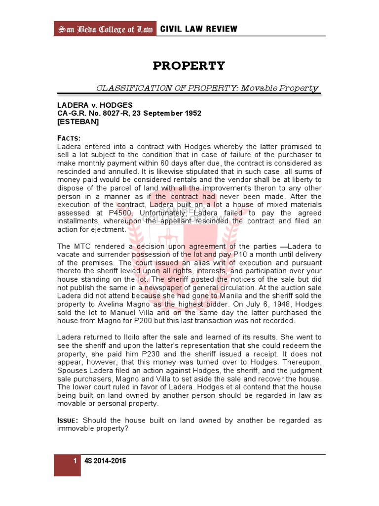 Property Law Case Digest Summary | PDF | Property | Foreclosure