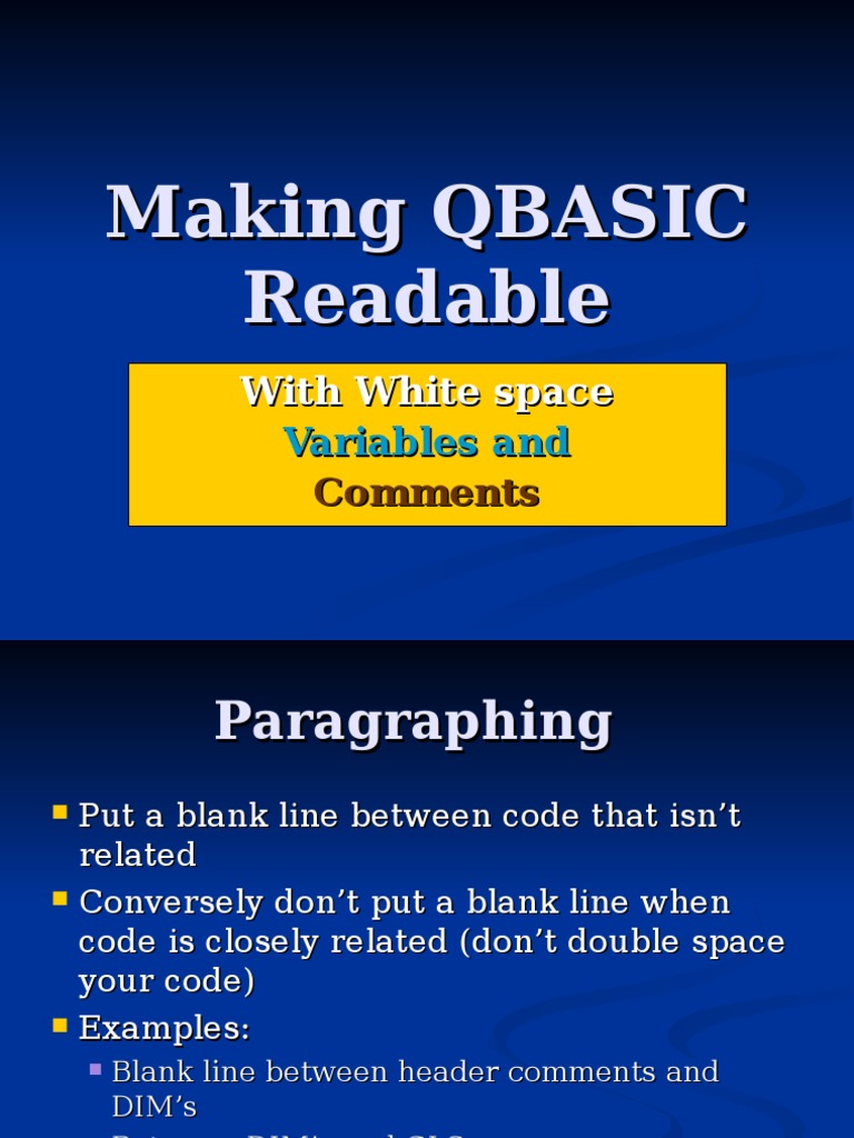 Improve QBASIC Code Readability | PDF