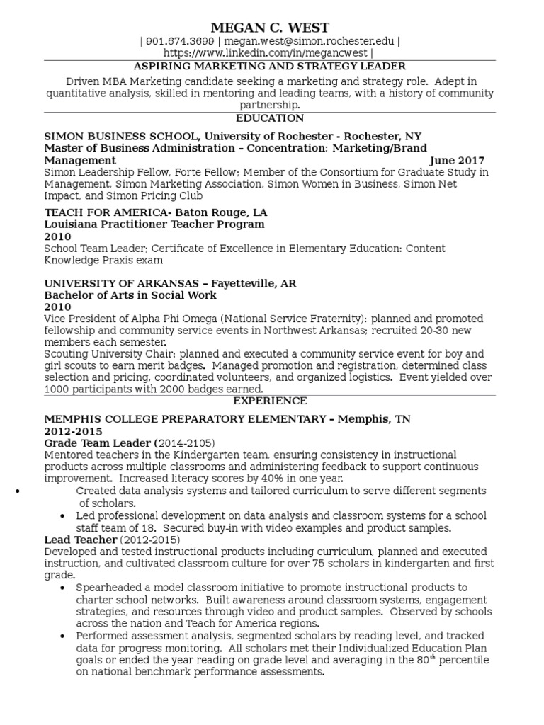 West Resume AA | PDF | Sharing | Teaching