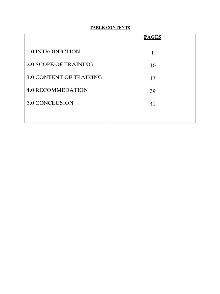 Training Program Overview and Recommendations | PDF