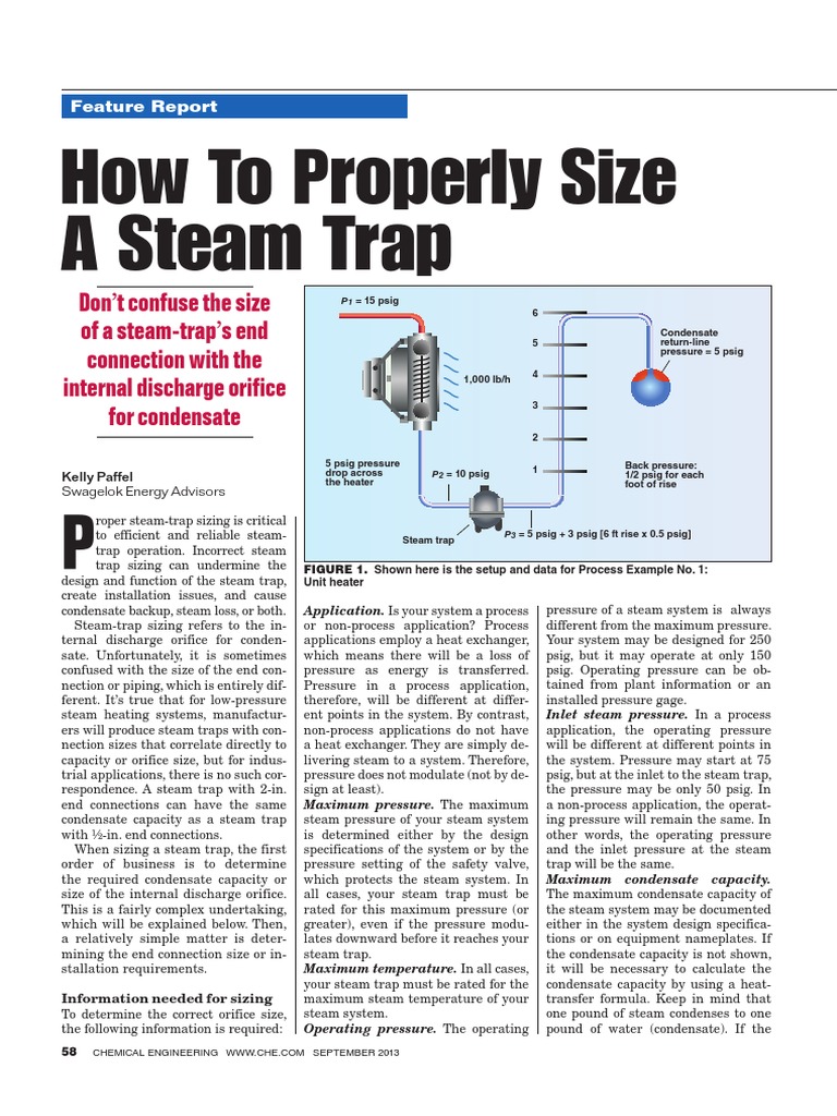 How to Properly Size a Steam Trap | Steam | Pressure