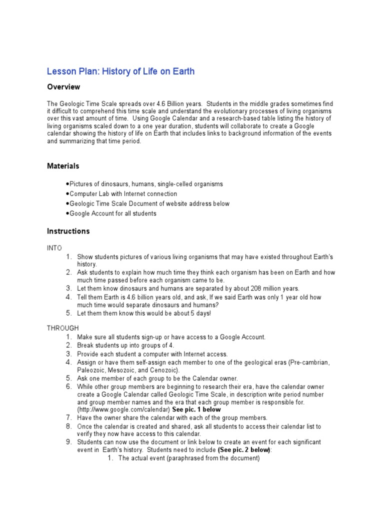 Lesson Plan: History of Life On Earth | PDF | Carbonate | Lesson Plan