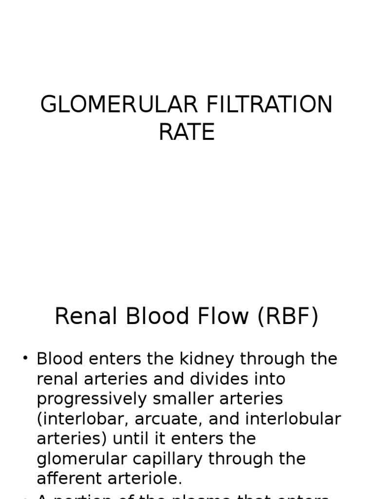 Glomerular Filtration Rate | PDF | Renal Function | Physiology