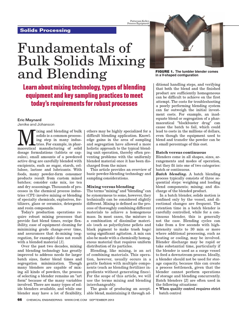 Fundamentals of Bulk Solids Mixing and Blending: Understanding Mixing ...