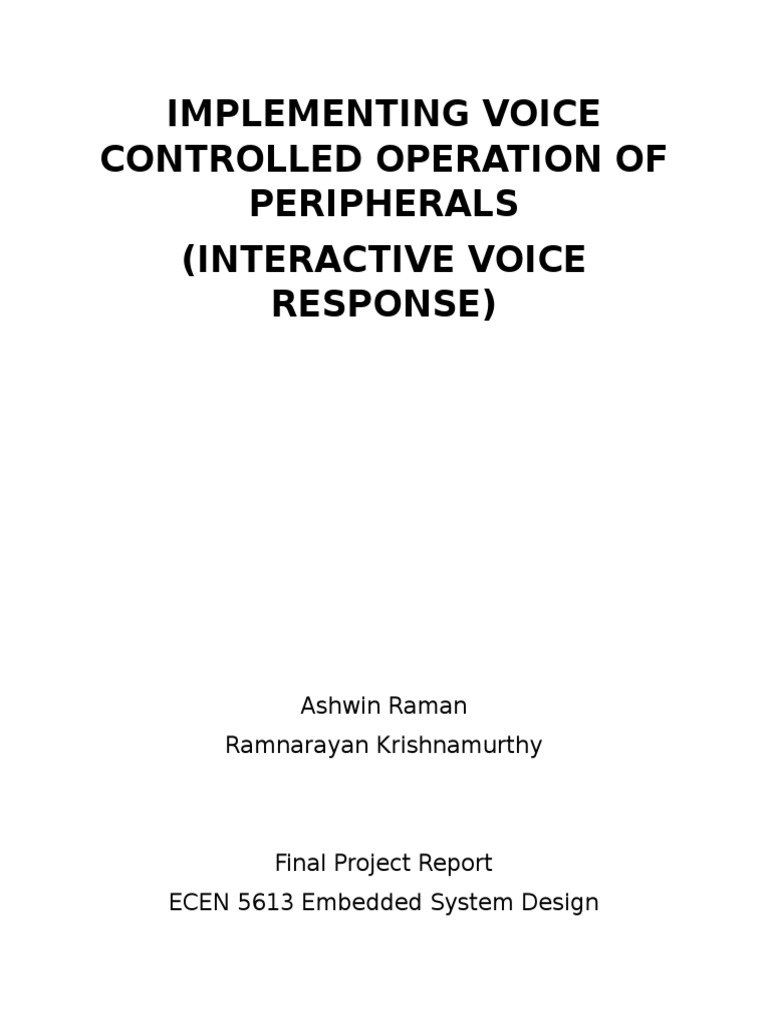 Implementing Voice Controlled Operation of Peripherals (Interactive ...