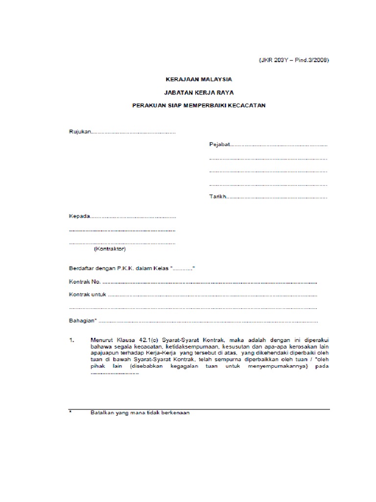 Perakuan Siap Baiki Kecacatan | PDF