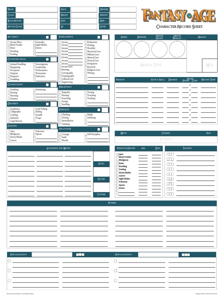 Fantasy AGE - Character Record Sheet - Edicion Propia